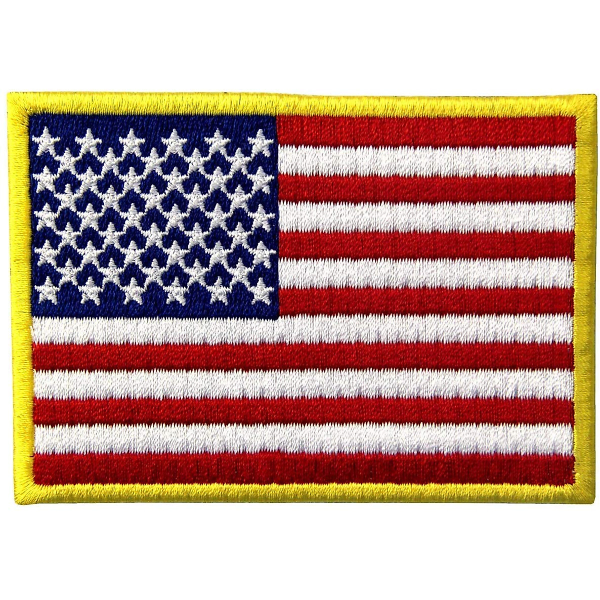 PatchClub American Flag Patch Premium Embroidered, 3.5in - Gold Border - US Flag Patch, United States of America Military Uniform Iron On/Sew On