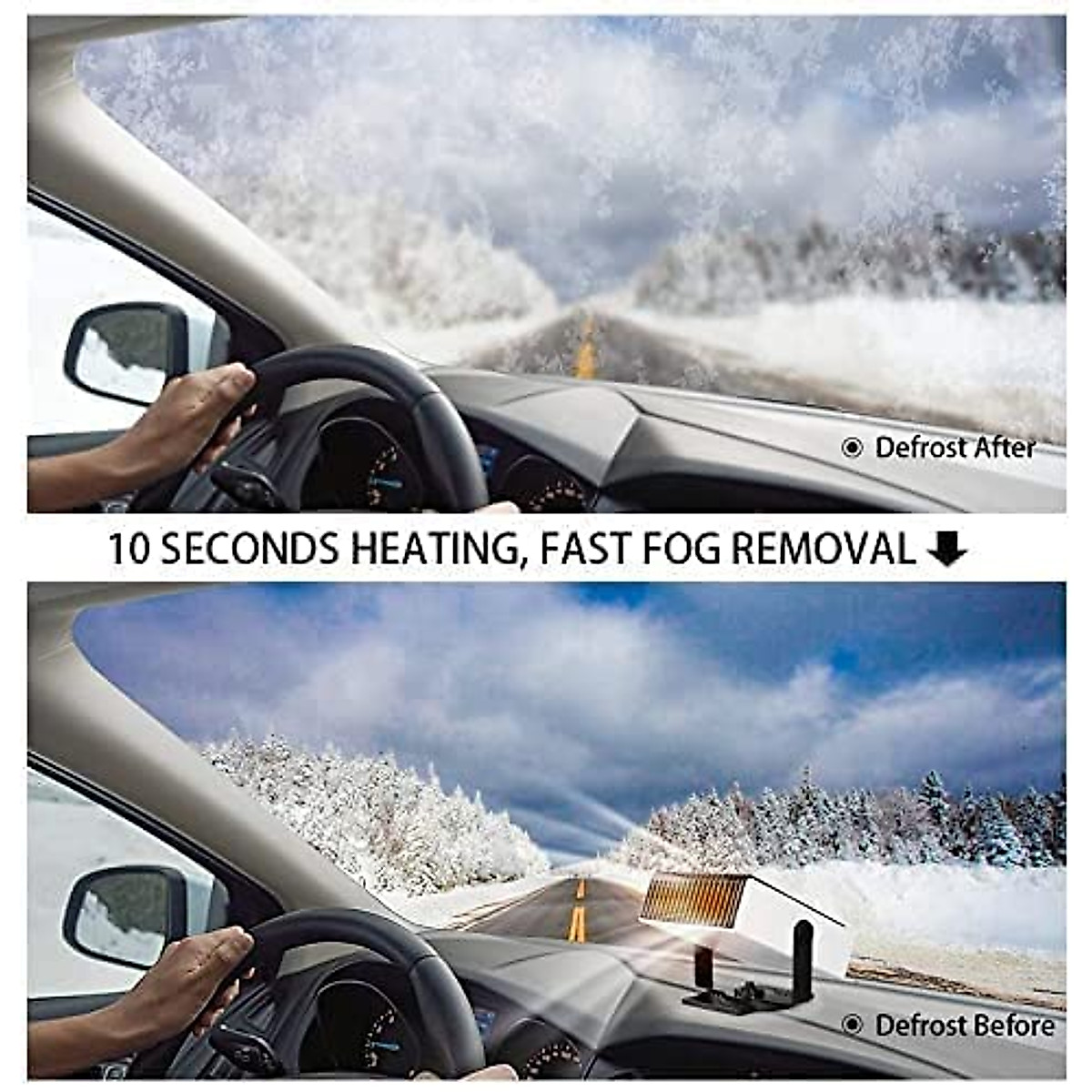 Car Defogger Heater, 12V Portable Windshield Defrosting Fast Heating Defrost Defogger,Fast Heating Portable Car Heaters Automobile Windscreen Fan in Cigarette Lighter