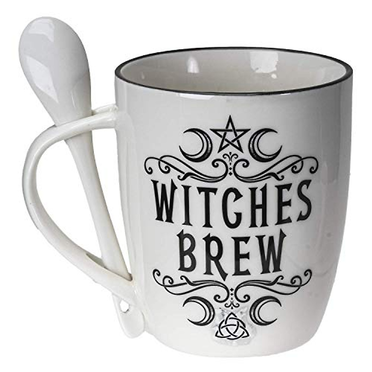 Summit Collection Alchemy Gothic Witches Brew Halloween Spooky Black Occult Wicca Witch Mug 11 fl oz Mug and Spoon Set Bone China