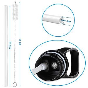 5 Pack Reusable Straws for Hydro Flask Standard/Wide Lid, 9.5 in Plastic Straws Reusable for Cold/Hot Drinks, Food Grade Straws Replacement for Hydro Flask with Brushes, White