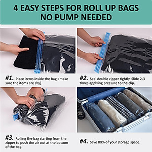 Compression Bags for Travel - Travel Essentials - 16 Pack Space Saver Bags - No Vacuum Needed - Compression Packing Bags for Cruise Accessories