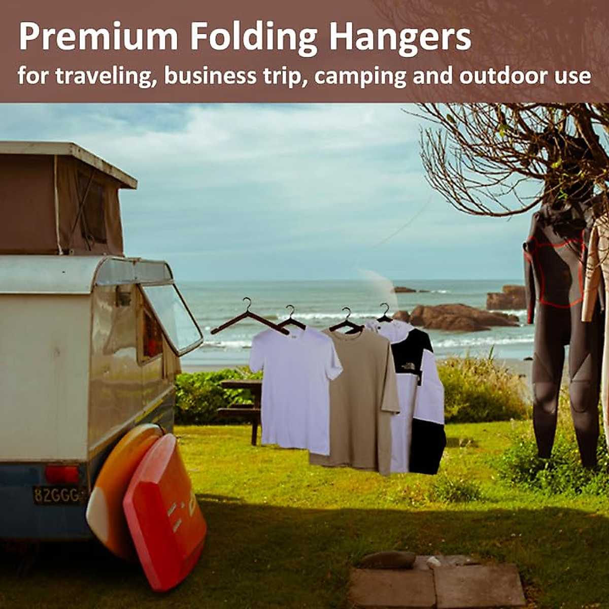 Edergoo Foldable Hangers 8 Pack, Travel Hangers Foldable for Suitcase, Foldable Hangers Space Saving for Travel, Portable Folding Clothes Hangers Travel Accessories, Collapsible RV Hangers for Trip