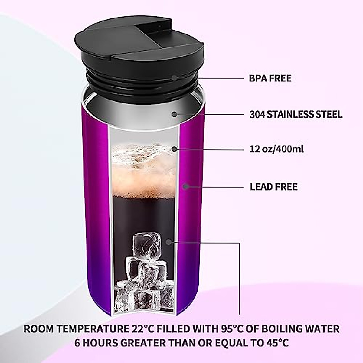 PHREKUDA Travel Mug Coffee Mug Coffee Tumbler with Seal Lid Spill Proof 12oz Stainless Steel Vacuum Insulated for Hot and Cold Coffee Tea Water Gifts for Birthday/Thanksgiving/Christmas (red)