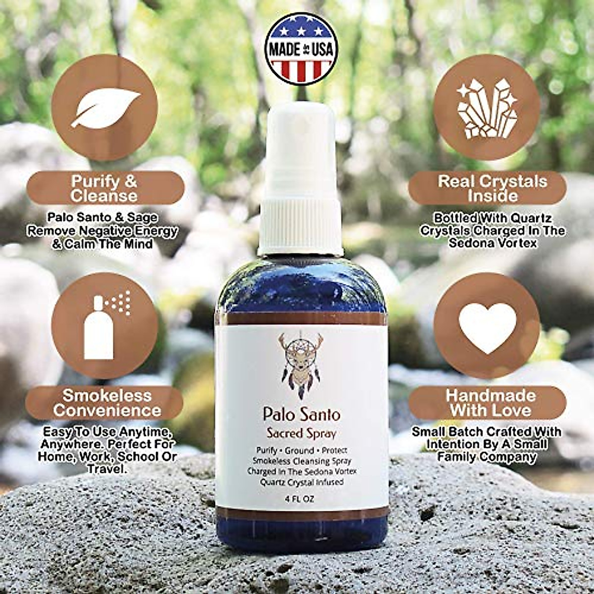 Palo Santo Smudge Spray + Sage Smudge Candle Bundle for Cleansing Negative Energy by JUNIPERMIST