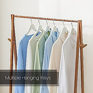 MoNiBloom Bamboo Garment Rack with Wheels Coat Rack Stand Clothes Rack with 2-Tier Storage Rack for Bedroom Living Room Entryway Home Office (Length 29.5", Brown)