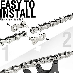 MARQUE 6/7/8 Speed Bike Chain - Bicycle Chain for Road & Mountain Bike, Quick Link Included for Easy Installation, 1/2 x 3/32 inch, 116 Links - MTB Chains Replacement (6/7/8 Speed Chain, 1 Set)