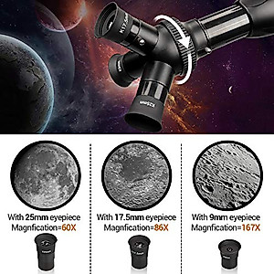 [Upgraded] Telescope, Astronomy Telescope for Adults, 60mm Aperture 500mm AZ Mount Astronomical Refracting Telescope for Kids Beginners with Adjustable Tripod, Phone Adapter, Nylon Bag