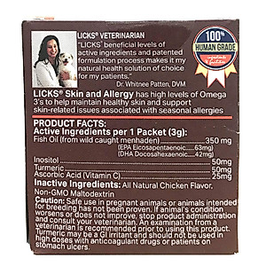 Licks Pill-Free Cat Skin and Allergy - Omega 3 Cat Allergy Relief - Cat Vitamins & Supplements for Itchy Skin - Turmeric Supplement for Cat Skin - Gel Packets - 30 Use
