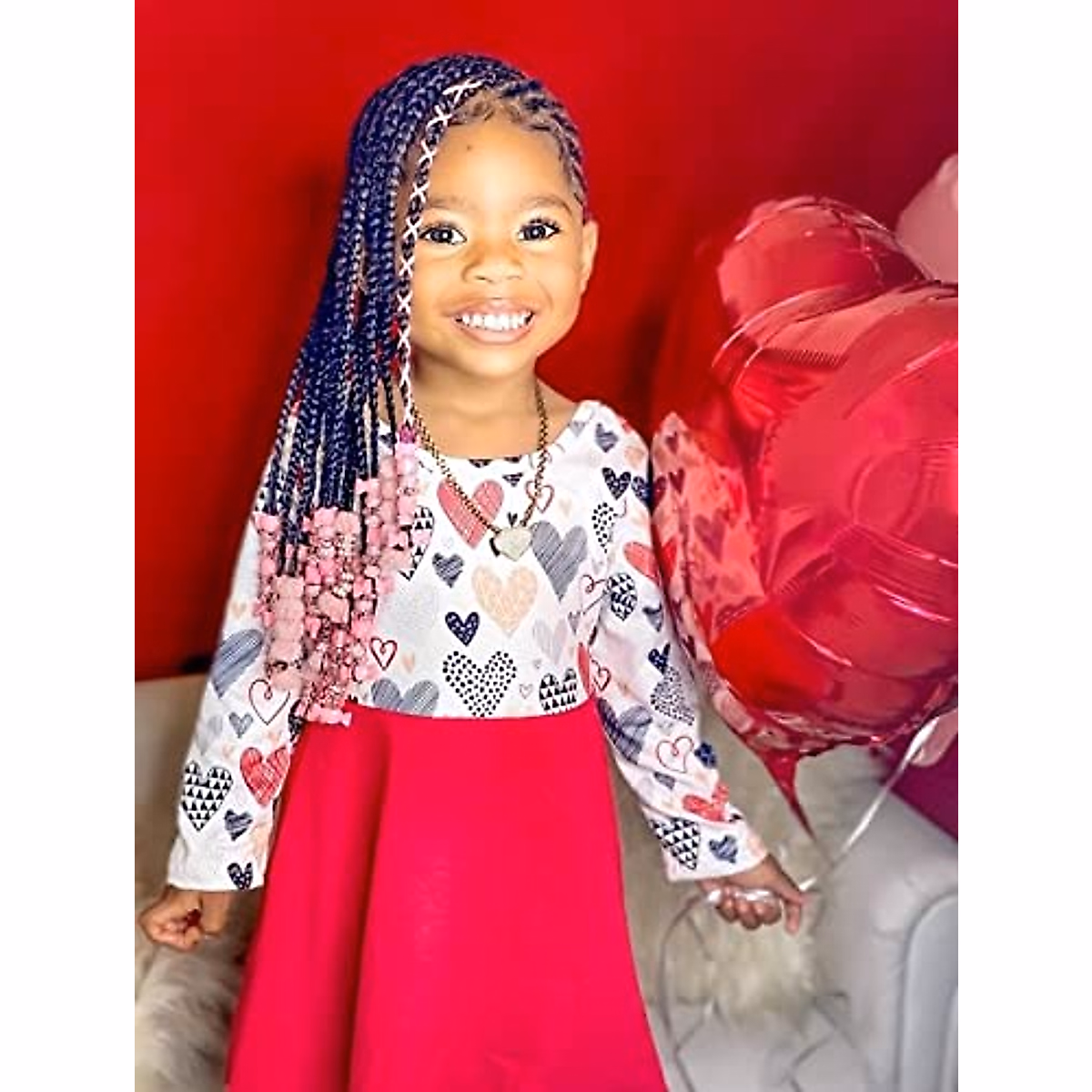 Unique Baby Girls Valentines Day Fashion Hearts Tutu Dress (8Y, Red)