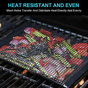 WOHLOPL Grill Bags - Reusable Non-Stick BBQ Mesh Grill Bags, 4 Pieces Large Barbeque Bags for Grilling, Easy to Clean, Two Sizes, 15.7 x 10.6 Inch, 8.66 x 10.6 Inch