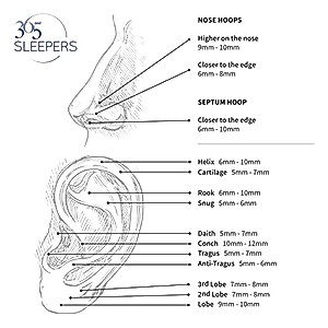 365 SLEEPERS Sterling Silver Unisex Hinged Hoop Nose Helix Tragus Lip Ring Sleeper Earrings - Hand Made In Australia - Nickel Free Hypoallergenic - 8mm - 10mm - 12mm