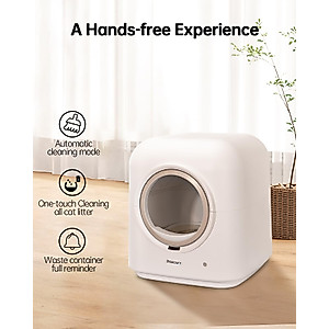 Pawduct Automatic Cat Litter Box Self Cleaning, Anti-Pinch Robot Cat Litter Box, Large Cat Litter Box for Multiple Cats, Smart APP Remote Control/Odor Removal, with Waste Bags/Mats