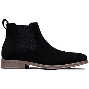 Jousen Men's Chelsea Boots Casual Suede Fall Ankle Boots Simple Style Boots for Men Size 10 (AMY658A Black 10)