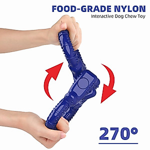 SUSSEXHOME Molar Teeth Indestructible Dog Chew Toy - Long Lasting Dog Chew Toys for Aggressive Chewers - Natural Rubber & Food-Grade Nylon - Deep Cleaning Teething Toy for Big Pets - Brown