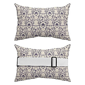 Recliner Head Pillow Ledge Loungers Chair Pillows with Insert Baroque Retro Mid-Century Purple Euporean Pattern Lumbar Pillow with Adjustable Strap Patio Garden Cushion for Sofa Bench Couch, 2 PCS