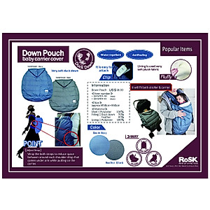 RoSK-Down Pouch 3way-Stroller,Carrier Cover and Car Seat Footmuff, Best for Freezing Winter Conditions (Denim)