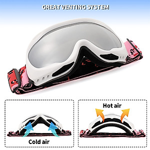 FEISEDY Sports Ski Goggles Snowboard Anti-Fog Mirrored Snow Goggles OTG UV Protection for Women Men Youth B2946