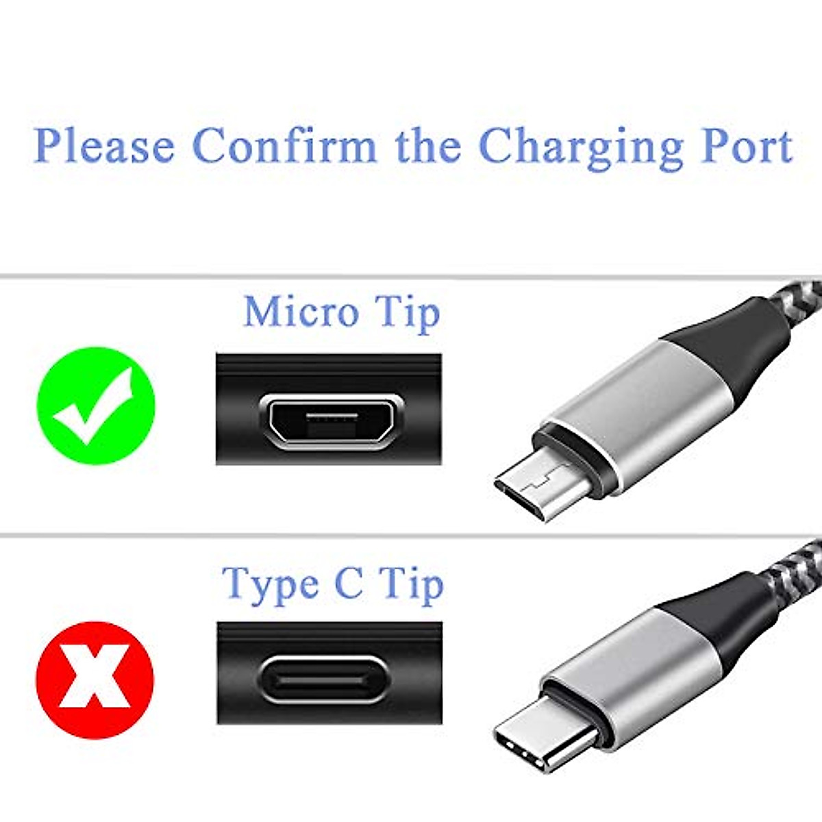 3 Pack 10 Ft Micro Charger Cable USB Charging Cord Replacement for Samsung Tablet Galaxy Tab A 10.1 (2016), 8.0 (2015,2018), Tab E, S2, Tab 4, Tab A 9.7, 7.0(2016) Nylon Braided Cables
