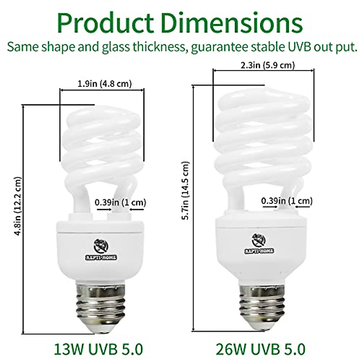 REPTI HOME UVB Reptile Light 5.0, 26W Tropical and Sub-Tropical UVA UVB Bulb for Reptiles, Tropical Terrarium Compact Fluorescent Lamp, Reptile UVB Light Bulb for Chameleons, Iguanas, and Turtles