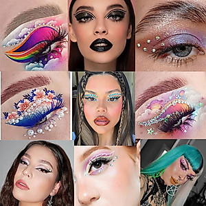 Eye Body Face Gems Jewels Rhinestone Stickers Acrylic Self Adhesive Crystal White AB Makeup Diamonds Face Tattoo Stick Gems for Women Festival Accessory DIY Crafts and Nail Art Decorations 3 Sheets