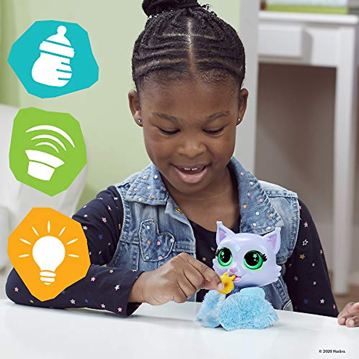 FurReal Flitter The Kitten Color-Change Interactive Feeding Toy, Lights and Sounds, Ages 4 and up