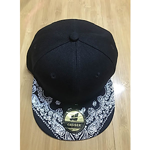 CNUSER Snapback Hats for Men Hip Hop Baseball Cap Paisley Flat Bill Brim Adjustable Black Dad Hats