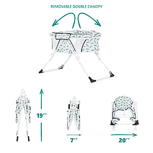 Dream On Me Karley Plus Baby Bassinet, Lightweight Compact Portable Bassinet, Easy and Quick Fold with Removable Double Canopy, Breathable Mesh Design, Ice Blue