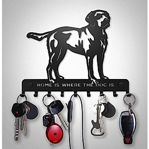 Leash Holder Wall Mount, Key Holder for Wall, Labrador Retriever Dog (8-Hook Rack) Decorative, Metal Hanger for Front Door, Kitchen, or Garage | Store House, Work, Car, Vehicle Keys | Vintage Decor