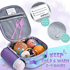 WERNNSAI Mermaid Lunch Bag - 3D Insulated Lunch Box for Girls School Picnic Shopping Lunch Shiny Crossbody Waterproof Reusable Lunch Thermal Tote Handbag with Detachable Strap