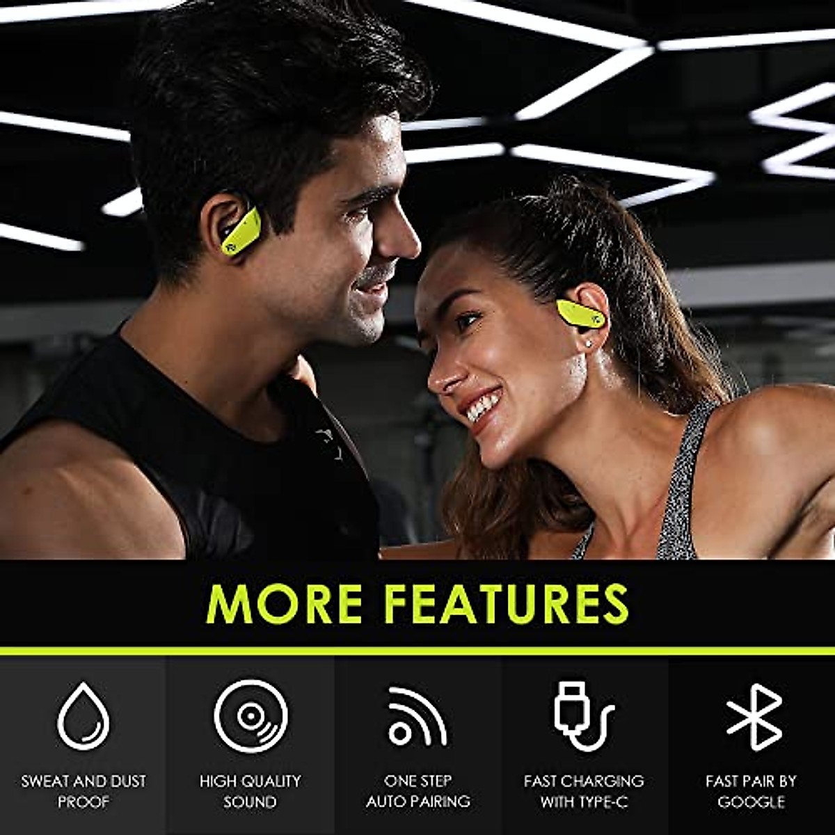 PALOVUE Wireless Earbuds Bluetooth 5.2 Headphones, Noise Cancelling and Waterproof Ear Buds with Earhooks Compatible for iPhone Android for Sport Workout Running