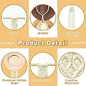 Msoesticc.dl 2Pcs Macrame Hat Hanger, Boho Hat Hangers for Wall, Decorative Bohemian Hand Weaving Hat Rack for Wide Brim Fedoras Caps - 78.74 Inches (4 Hats Style)