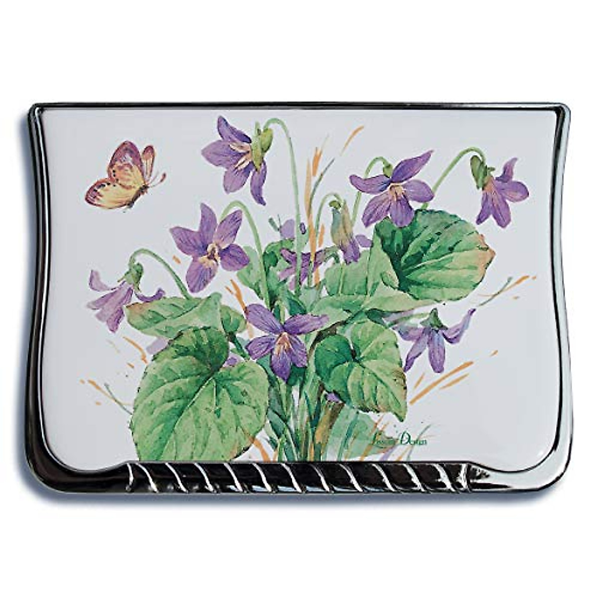 Lissom Design Compact Mirror - Handheld Magnifying Cosmetic Mirror, 3.5 x 2.63-Inch, Vegetable Garden