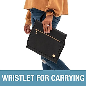 CleverMade Portable Baby Changing Pad Clutch with Wristlet - Premium Foldable Water Resistant Diaper Changing Mat with Storage Pockets for Diapers and Wipes - Brown