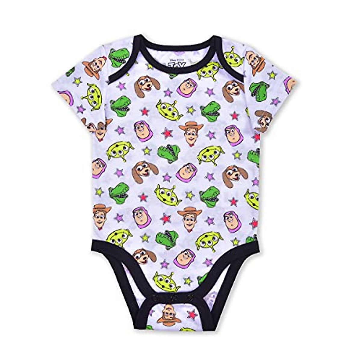 Disney Toy Story Boys 5 Pack Short Sleeve Bodysuit for Newborn and Infant – Blue/Grey/White