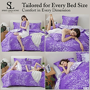 Spirit Linen 6pcs Queen Comforter Set - Cozy Deep Sleep Microfiber Bedding Comforter Sets with Foliage Designed - Queen Size Comforter Sets with Pillow Shams (Grey, Queen)