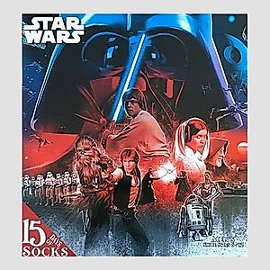 Mens Star Wars 15 Days of Socks Advent Calendar 15pk, Blue, One Size