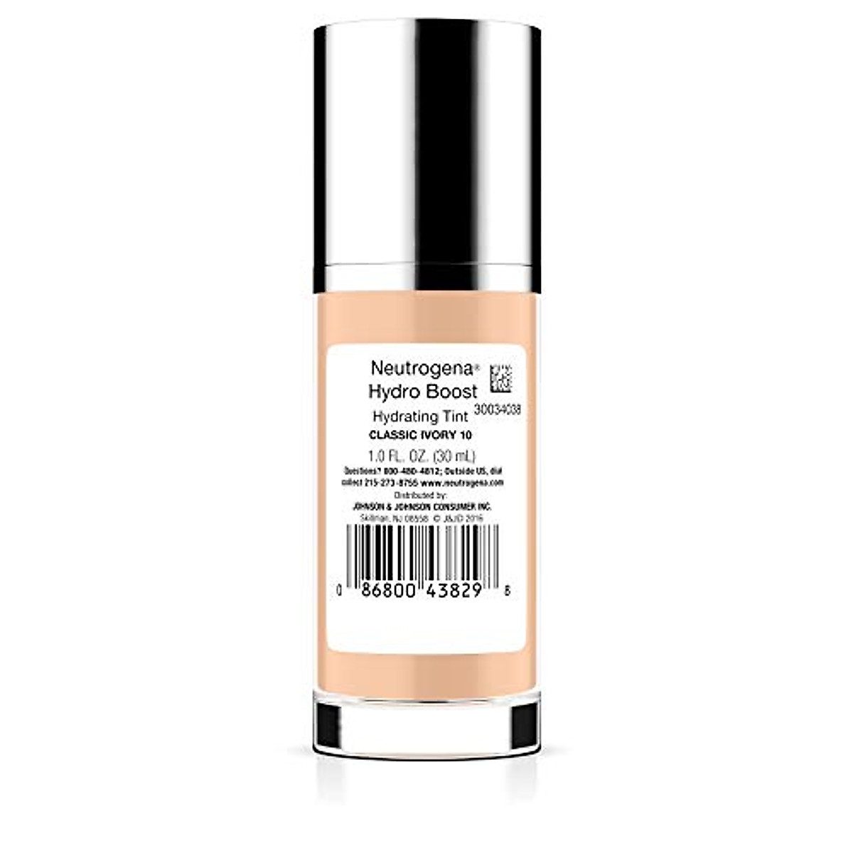 Neutrogena Hydro Boost Hydrating Tint with Hyaluronic Acid, Lightweight Water Gel Formula, Moisturizing, Oil-Free & Non-Comedogenic Liquid Foundation Makeup, 10 Classic Ivory, 1.0 fl. oz
