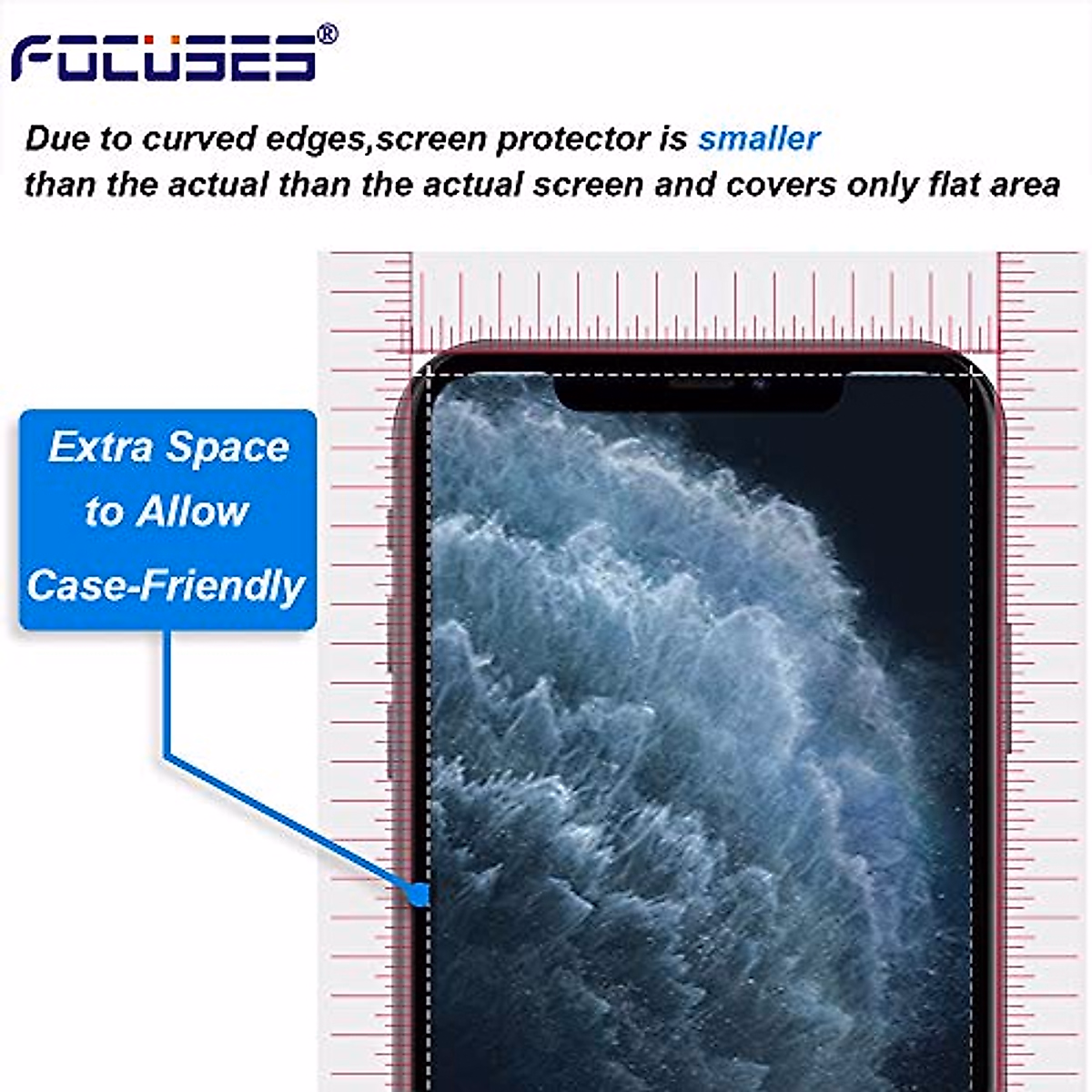 Focuses Screen Protector for iPhone 11 Pro Max, iPhone XS Max, Anti-blue Light Temper Glass Film [Eye Protection ] for iPhone Pro Max/XS Max-3Pcs