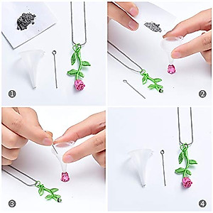 Rose Flower Cremation Jewelry Urn Necklaces for Ashes, Cremation Ash Jewelry Memorial Pendants for Human Pets Ashes(Green-Pink)