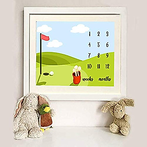 Golf Sports Baby Monthly Milestone Blanket, 48x40in Soft Flannel, Nature Outdoor Grassland Backgrounds, Newborn Mom Gifts, Baby Shower Age Growth Tracker with Bonus Maker BTLSFS14