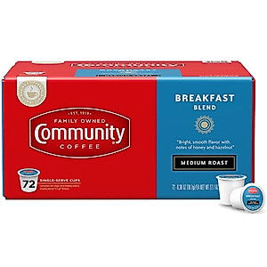 Community Coffee Breakfast Blend 72 Count Coffee Pods, Medium Roast, Compatible with Keurig 2.0 K-Cup Brewers, 72 Count (Pack of 1)