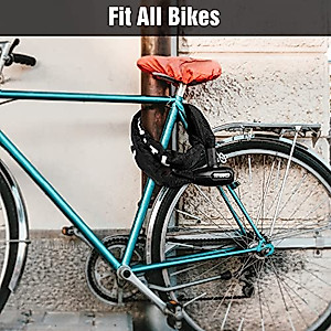 Titanker Bike Chain Lock, Security Anti-Theft Chain Lock for Motorcycle, Bicycle, Door, Gate, Fence, Grill (6mm, 8mm, 10mm Thick Chain) (Black-8mm Chain)