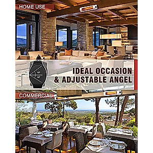 Outdoor Heater 1500W, Sunday Living Infrared Patio Heater, Electric Outdoor Heaters with Remote Control and 12H Timer, IP65 Waterproof, Wall Mounted, Outdoor Heaters for Patio, Silver