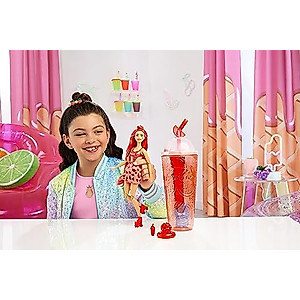 Barbie Pop Reveal Doll & Accessories, Watermelon Crush Scent with Red Hair, 8 Surprises Include Slime & Squishy Puppy
