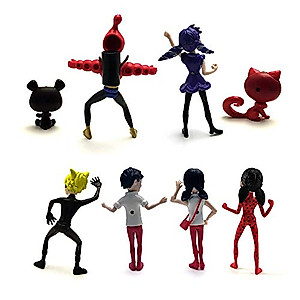 Cartoon-Inspired Ladybug and Cat Noir (Set of 8 pcs), Action Figures, Toys