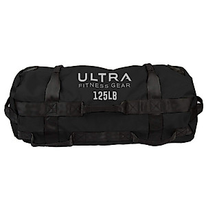 Ultra Fitness Workout Exercise Sandbags - Heavy Duty Sand-Bag, Functional Strength Training, Dynamic Load Exercises, WODs, General Fitness and Military Conditioning (Large 50-125lbs, Black)