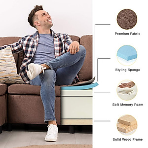 Flamaker Convertible Sectional Sofa L-Shaped Couch 3-seat Modern Fabric Reversible Sofa Couch for Living Room (Brown)