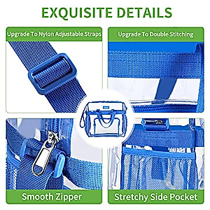 MAY TREE Clear Bag Stadium Approved 12×6×12, Clear Stadium Bag for Women and Men, Clear Lunch Bag for Work Travel Sport Office, Clear Tote Bag Stadium Approved with Non-Removable Straps - Blue