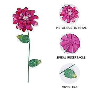 Floral Garden Stake Decor,Glow in Dark Outdoor Plant Pick Water Proof Metal Flower Stick for Lawn Yard Patio,Pathway Ornament,Set of 3