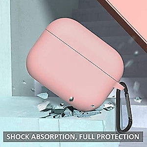 Loirtlluy Airpods Pro Silicone Case with 2 Pairs Ear Tips Covers， Soft Premium Skin Case Cover Shock-Proof Protective Case with Keychain for Airpods Pro, Front LED Visible, Pink